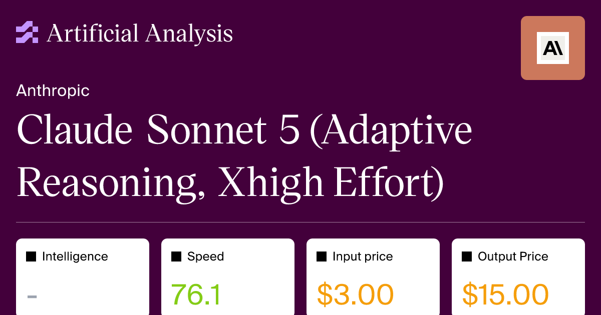 Claude Sonnet 5 (xhigh) - Intelligence, Performance & Price Analysis