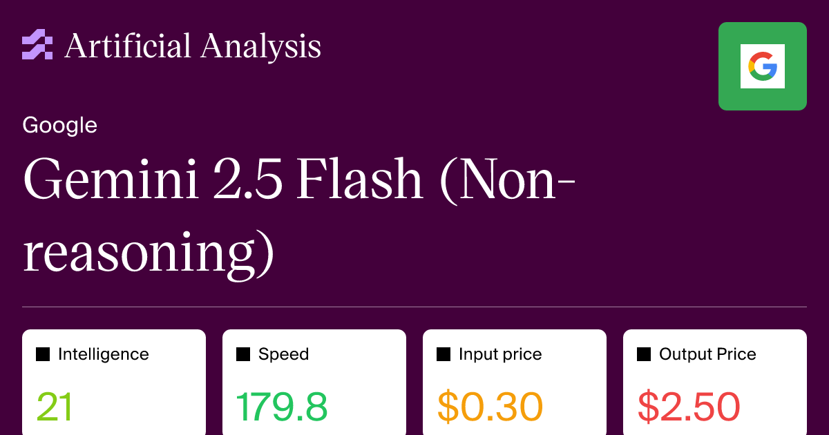 Gemini 2.5 Flash - Intelligence, Performance & Price Analysis